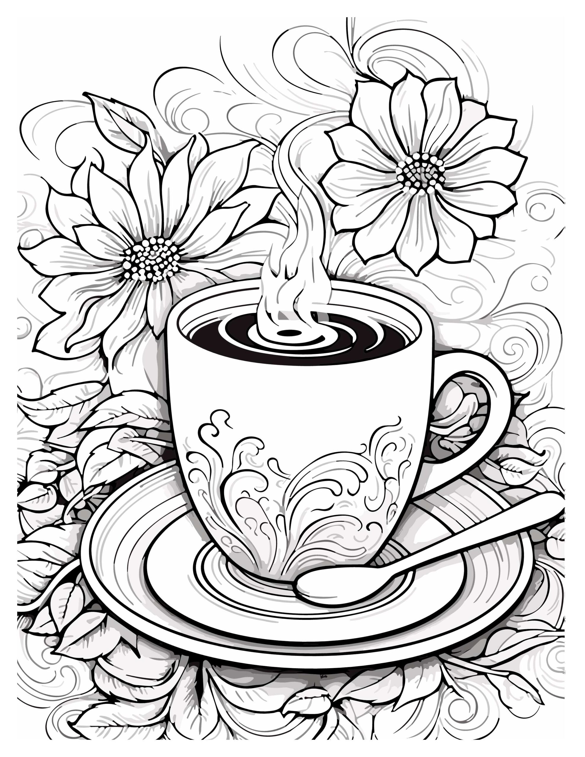 Coffee Bliss Coloring Pages: Printable Journeys For Relaxation