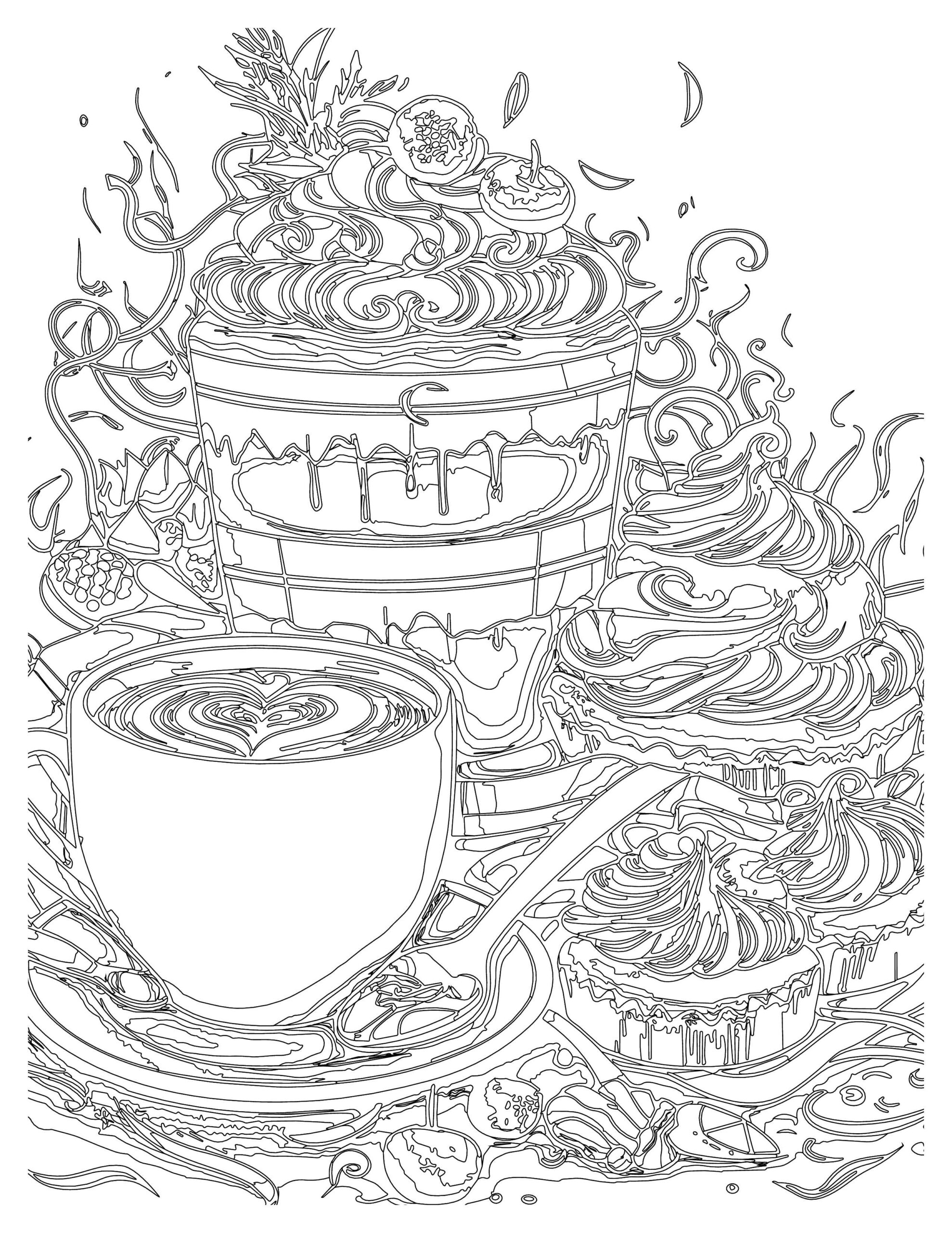 Coffee Bliss Coloring Pages: Printable Journeys For Relaxation