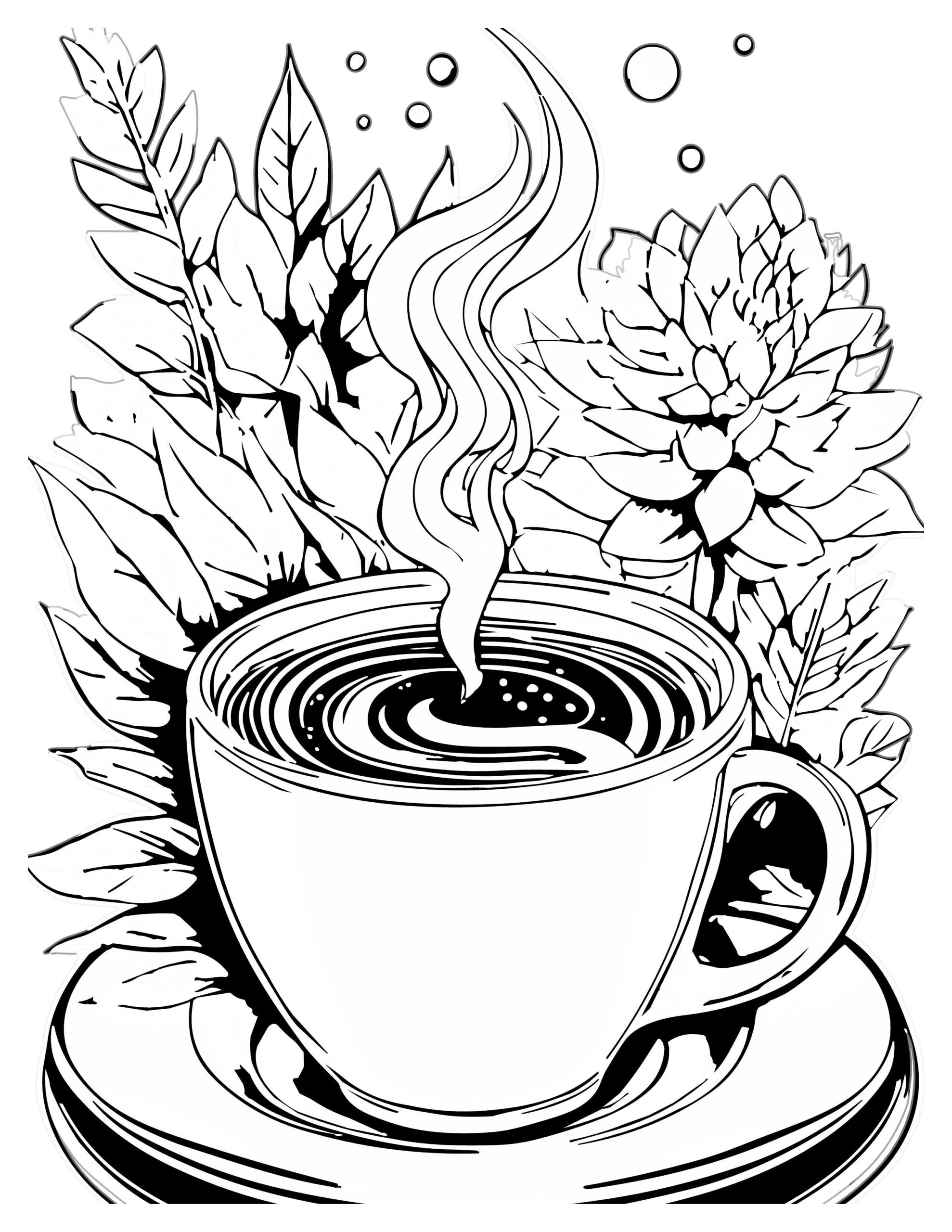 Coffee Bliss Coloring Pages: Printable Journeys For Relaxation