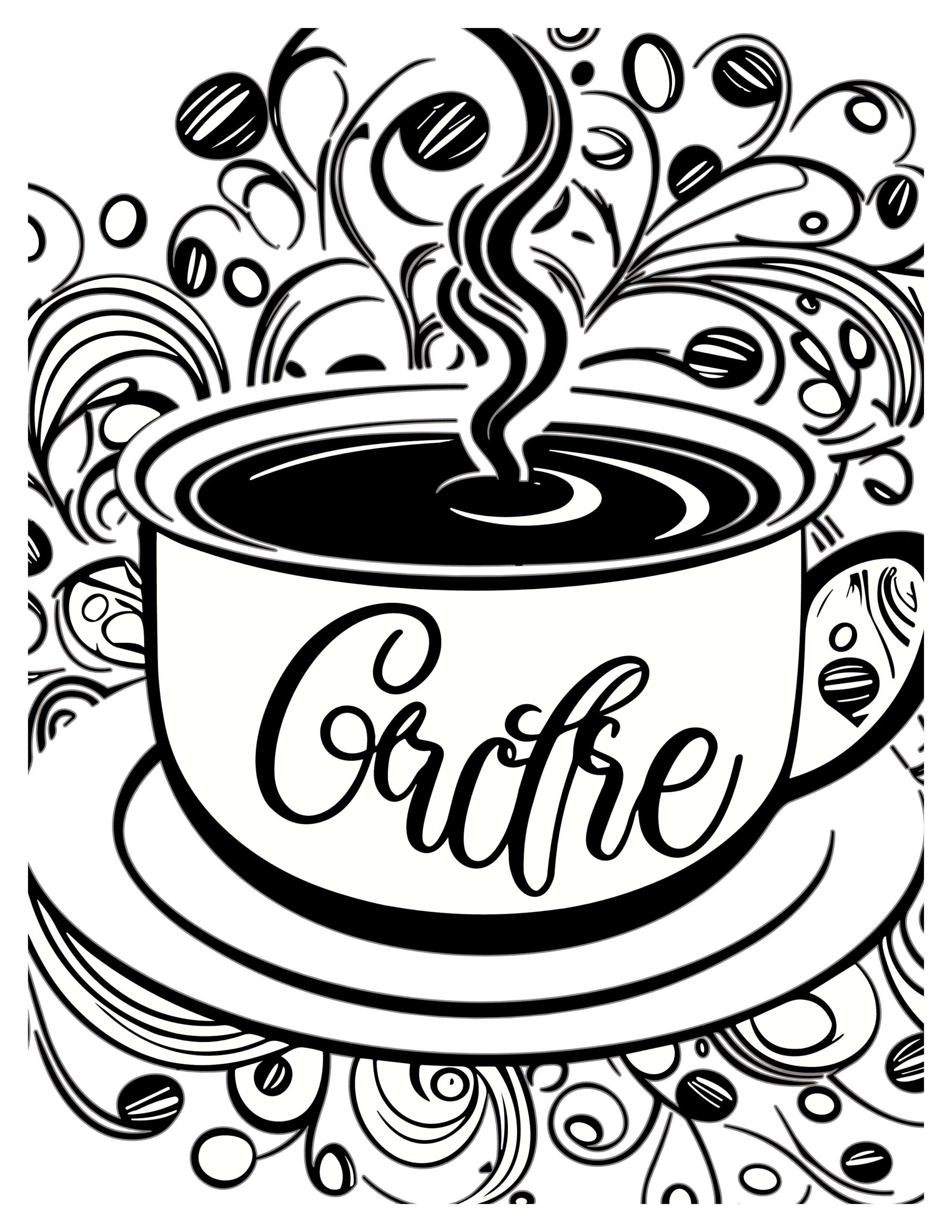 Coffee Bliss Coloring Pages: Printable Journeys For Relaxation