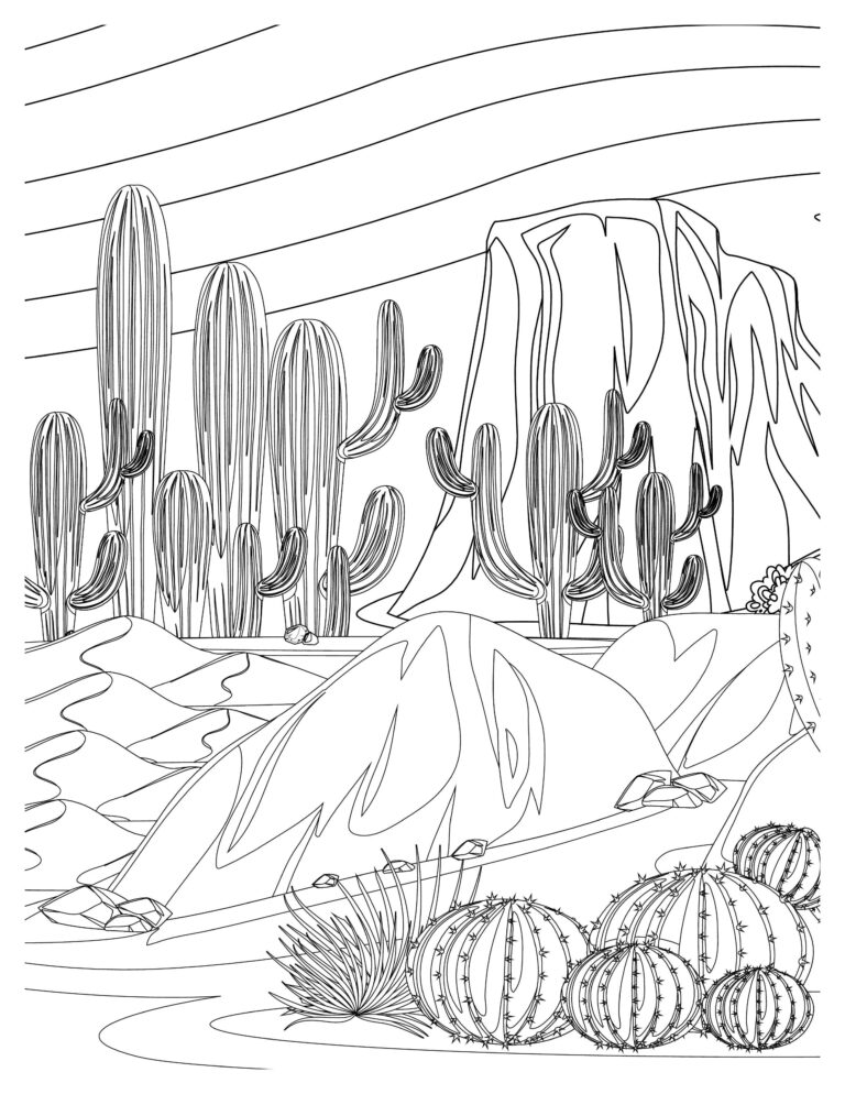 "Cactus Oasis Coloring Pages: Desert-Inspired Fun!"