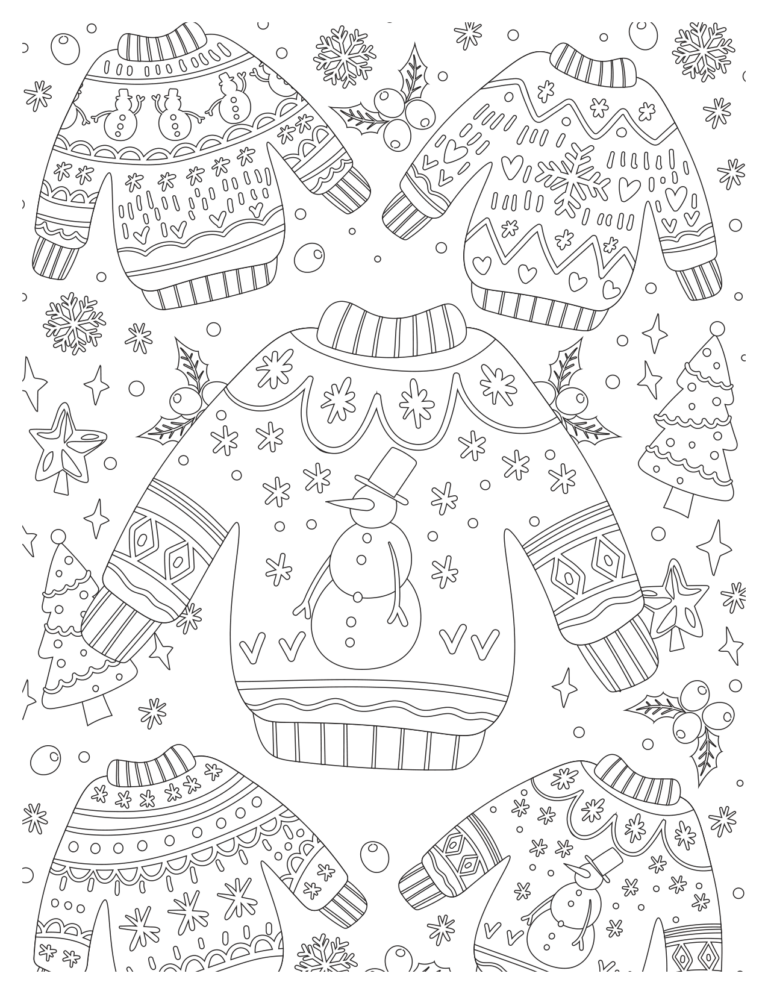 Holiday Sweater Coloring Pages: Relaxing Art Activities