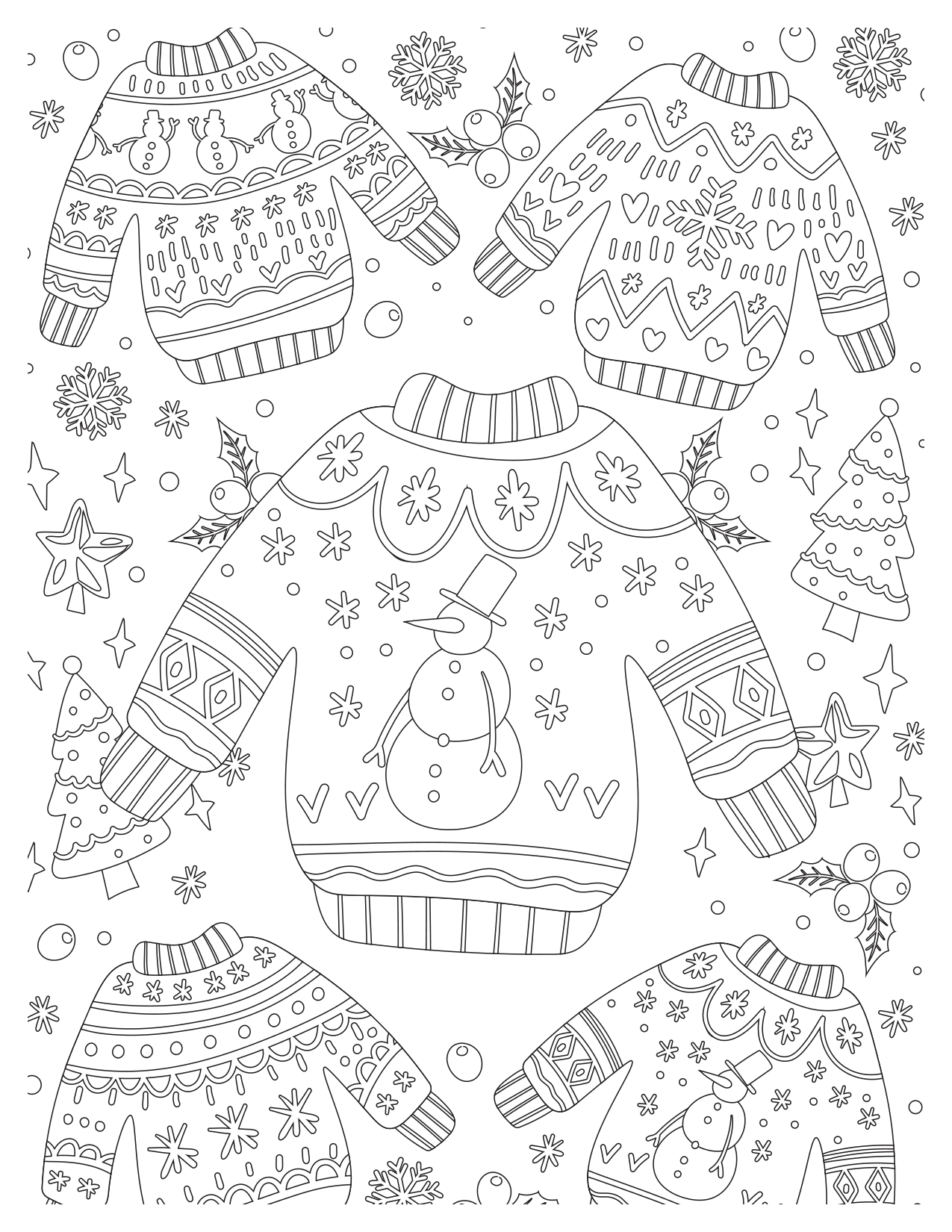 Holiday Sweater Coloring Pages: Relaxing Art Activities