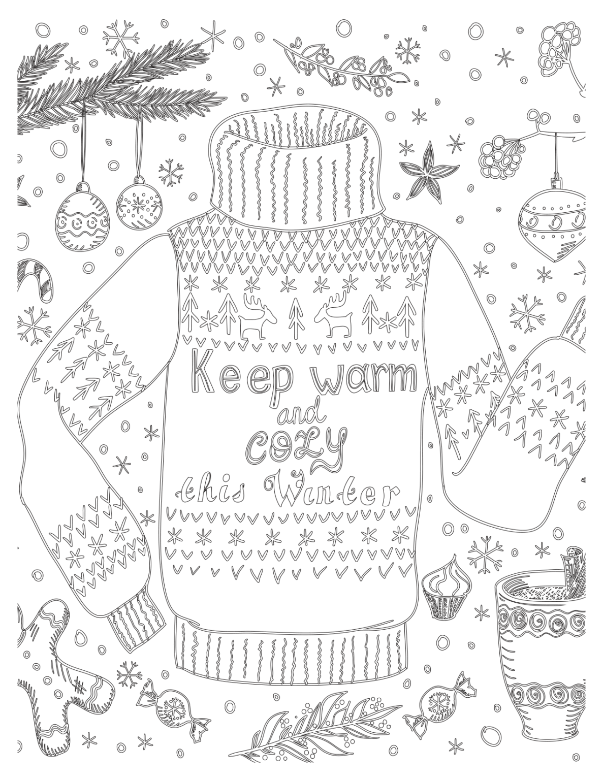 Holiday Sweater Coloring Pages: Relaxing Art Activities