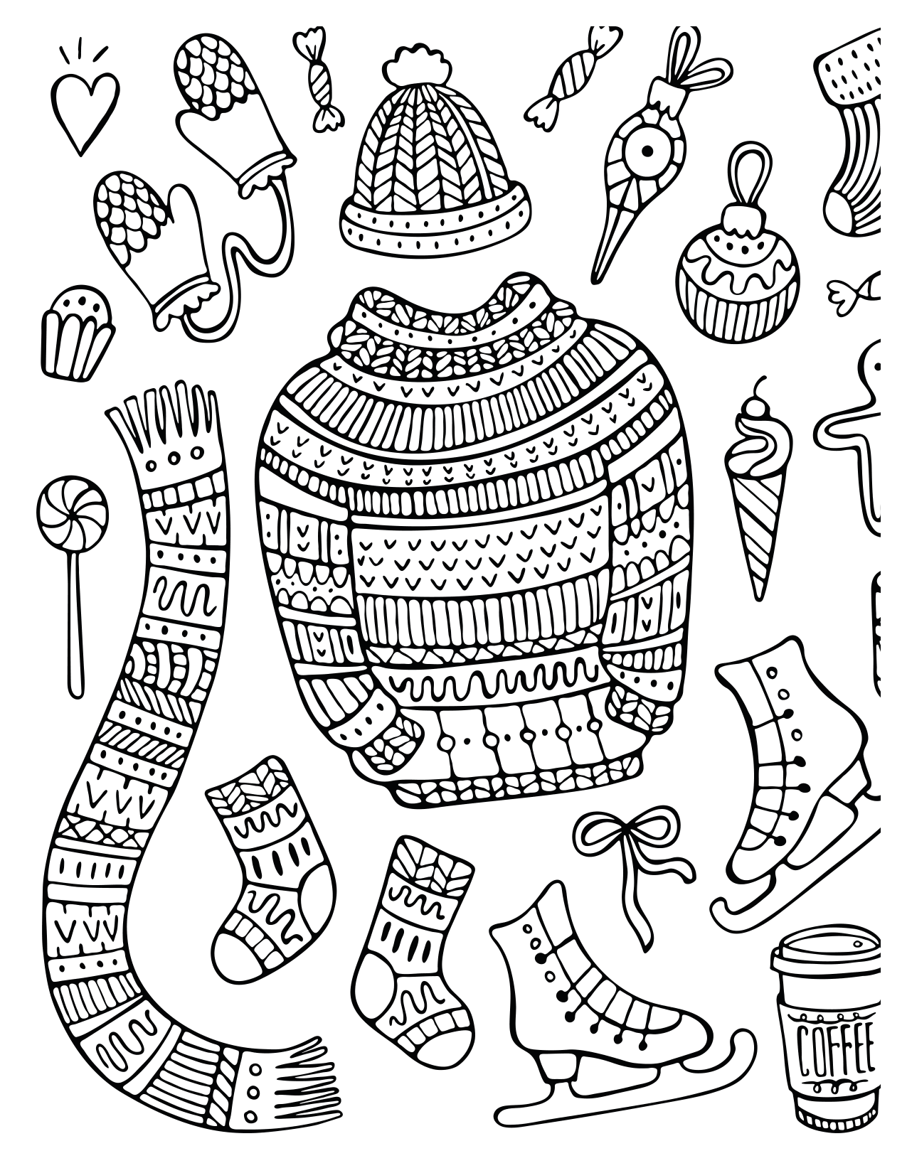 Holiday Sweater Coloring Pages: Relaxing Art Activities