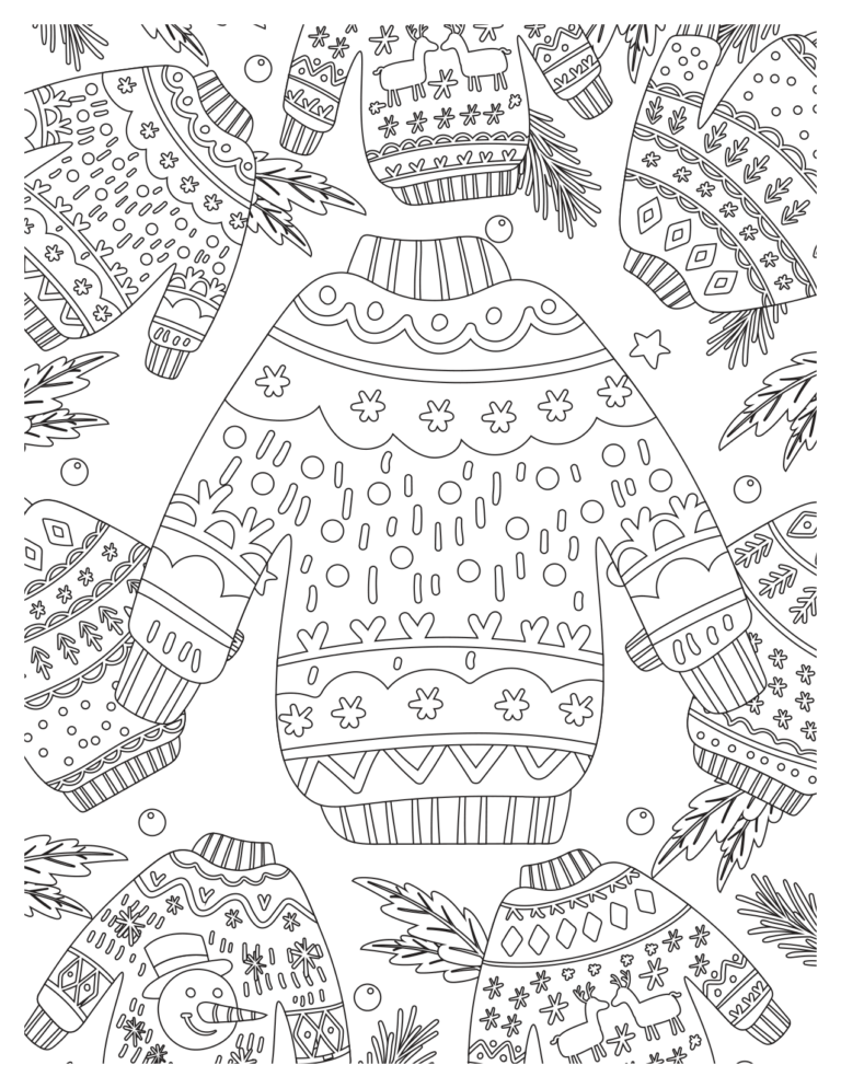 Holiday Sweater Coloring Pages: Relaxing Art Activities