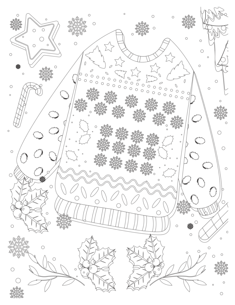 Holiday Sweater Coloring Pages: Relaxing Art Activities