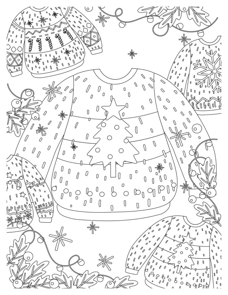 Holiday Sweater Coloring Pages: Relaxing Art Activities