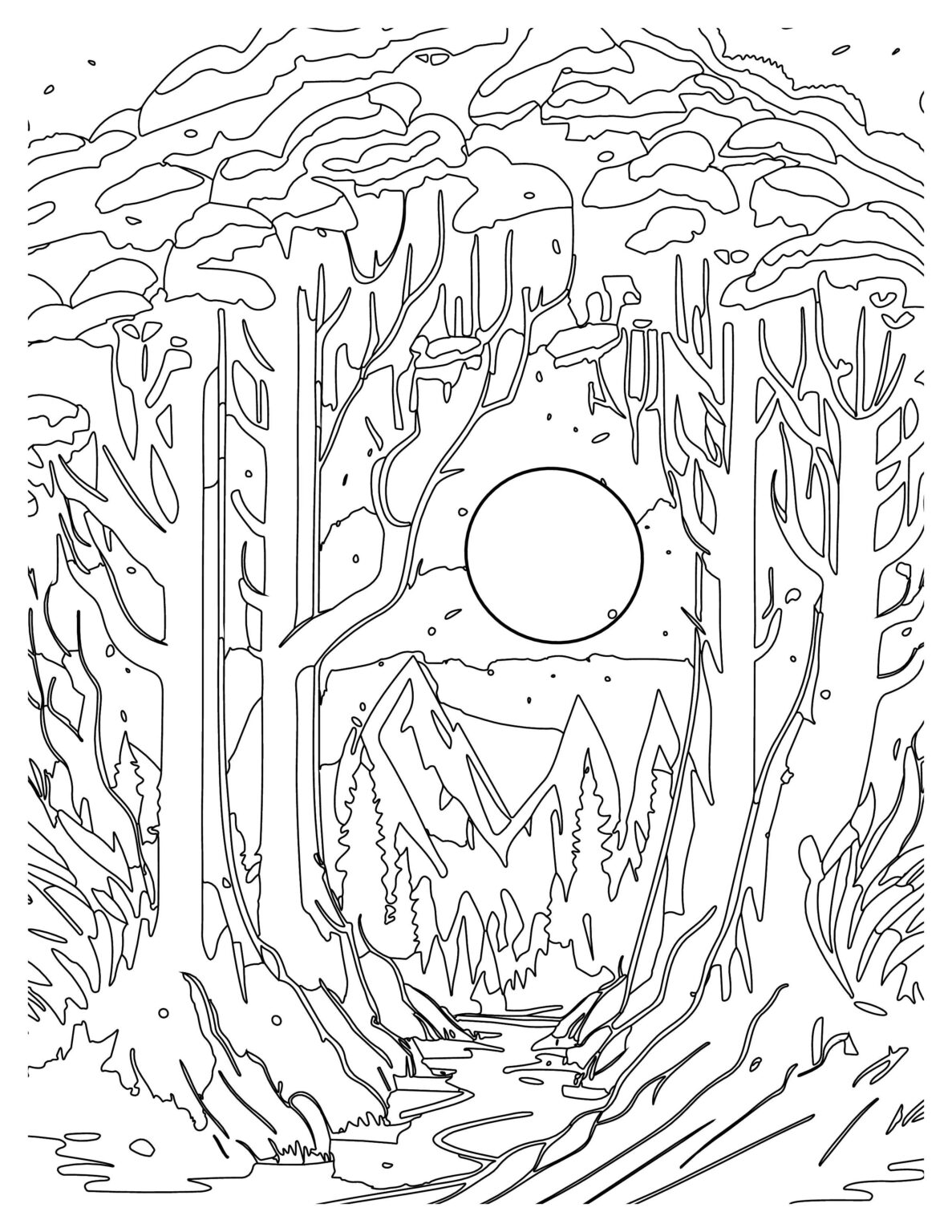 Moonlight Enchantment Coloring Pages: Magical Nightscapes