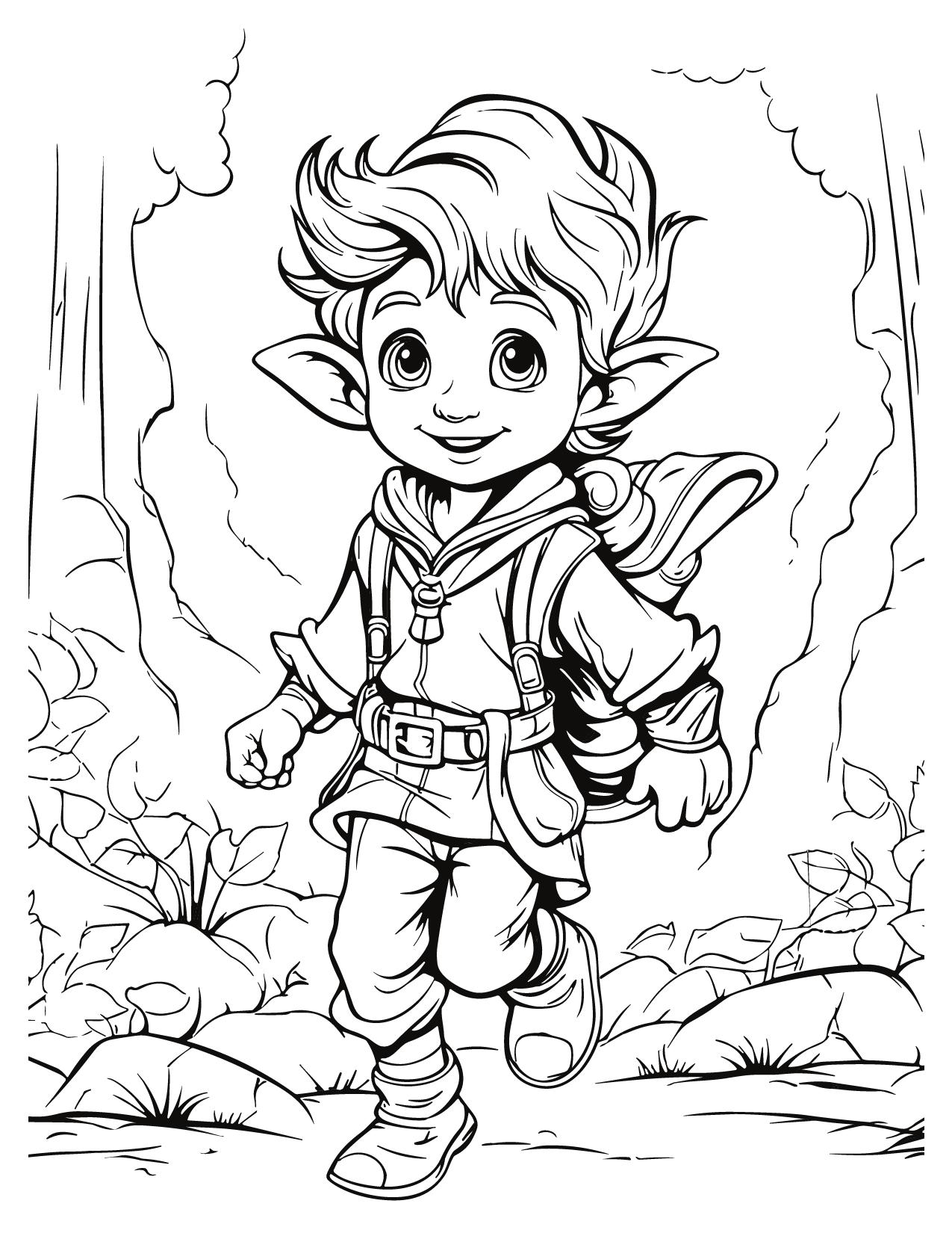 "Playful Elf World Coloring Pages | Enchanting Adventures"