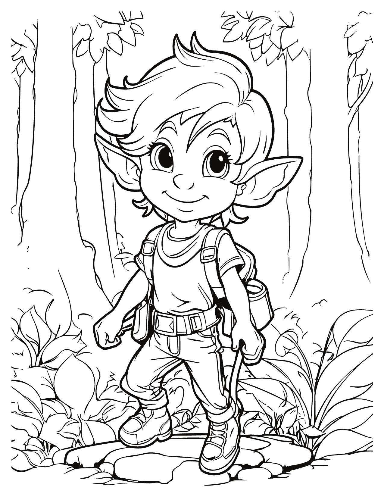 "Playful Elf World Coloring Pages | Enchanting Adventures"