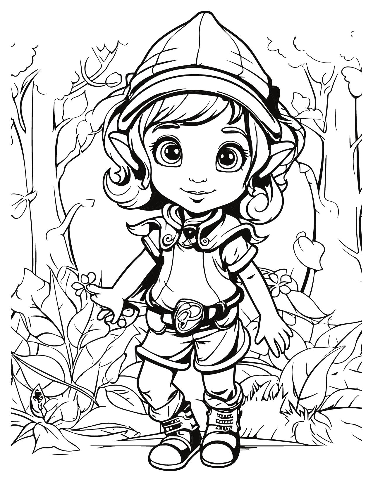 "Playful Elf World Coloring Pages | Enchanting Adventures"