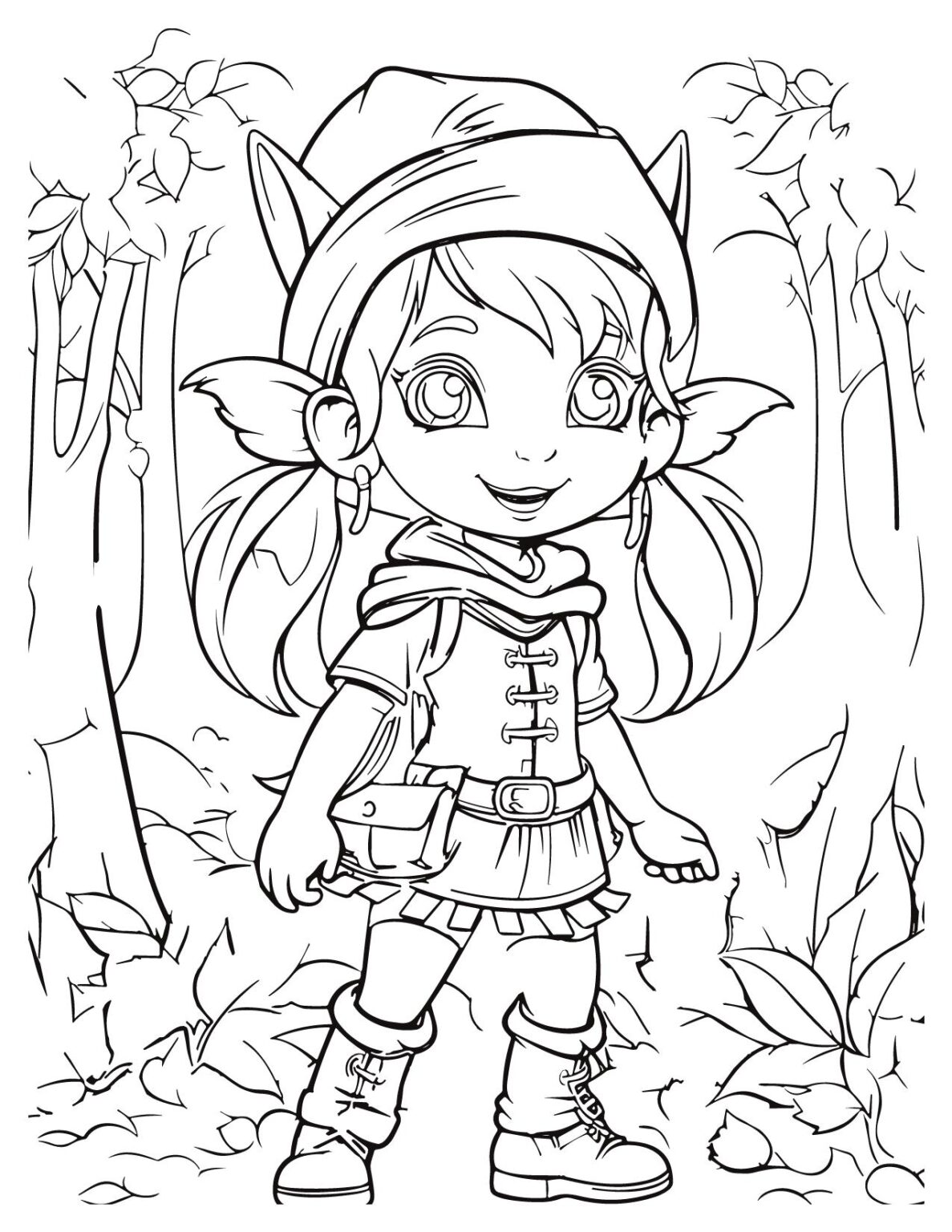 "Playful Elf World Coloring Pages | Enchanting Adventures"