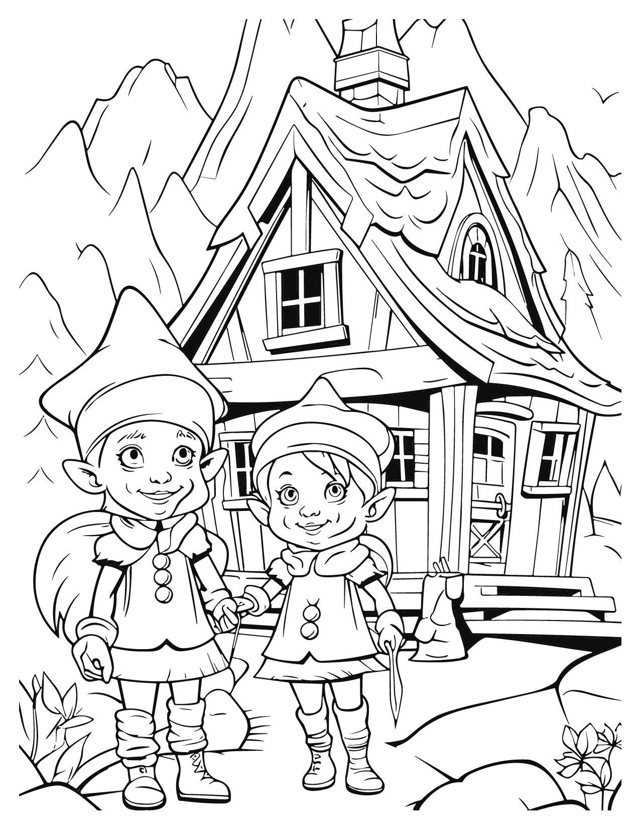 "Playful Elf World Coloring Pages | Enchanting Adventures"