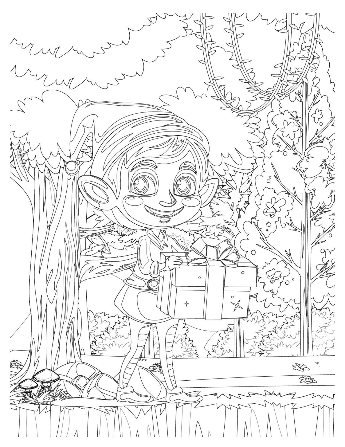 "Playful Elf World Coloring Pages | Enchanting Adventures"