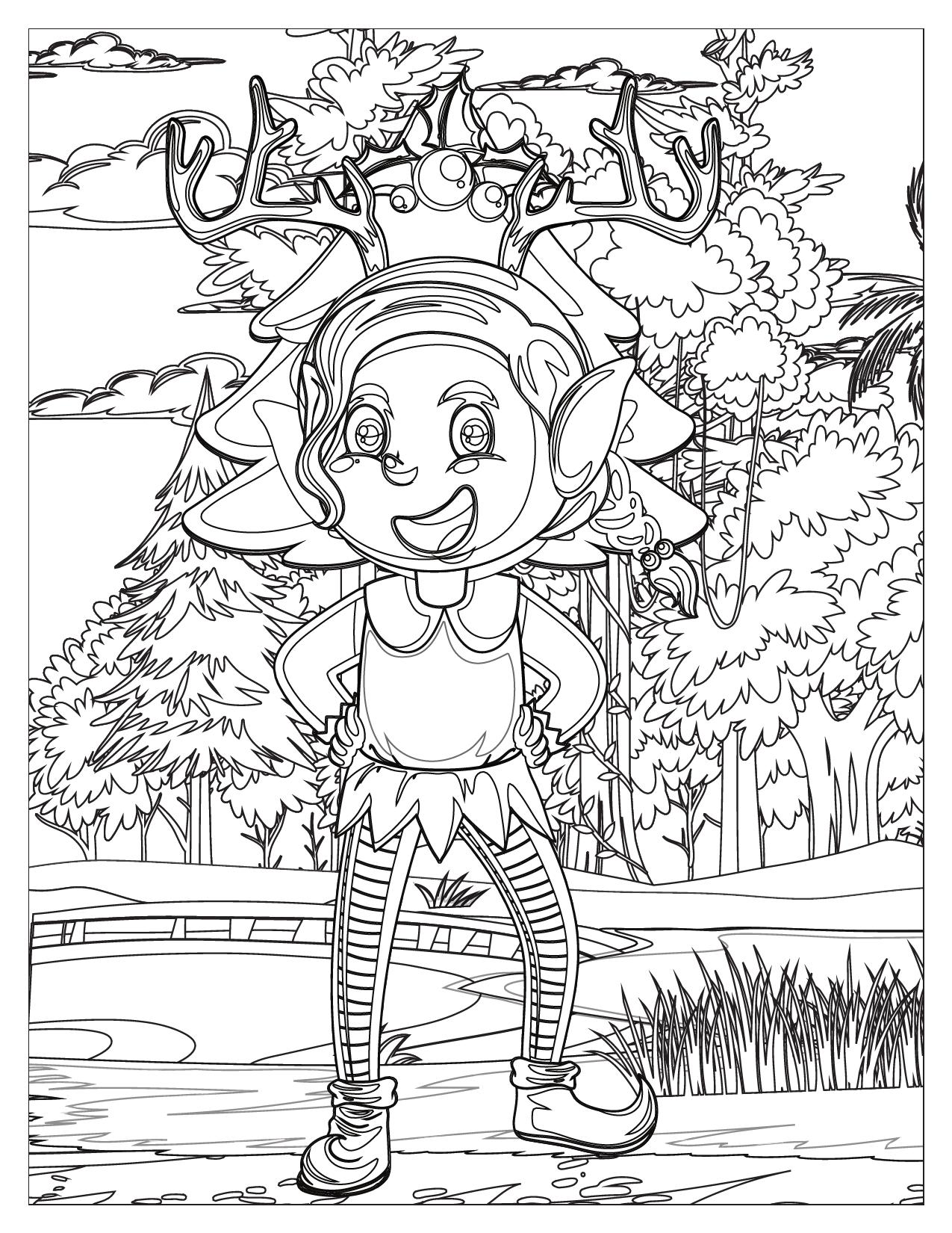 "Playful Elf World Coloring Pages | Enchanting Adventures"