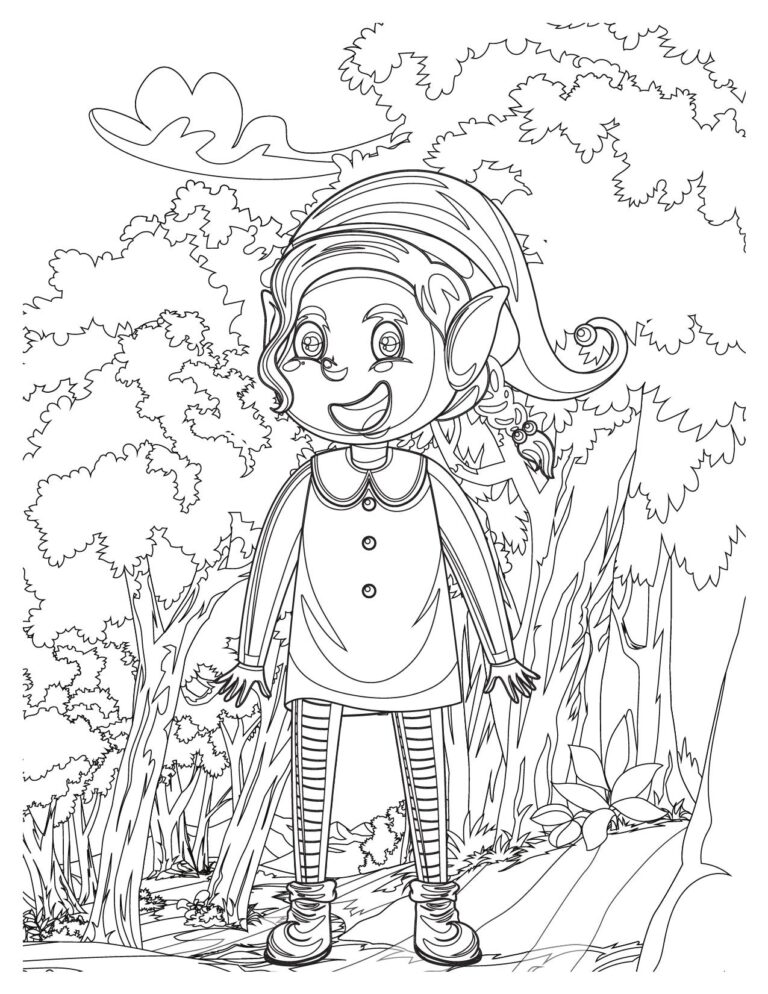 "Playful Elf World Coloring Pages | Enchanting Adventures"