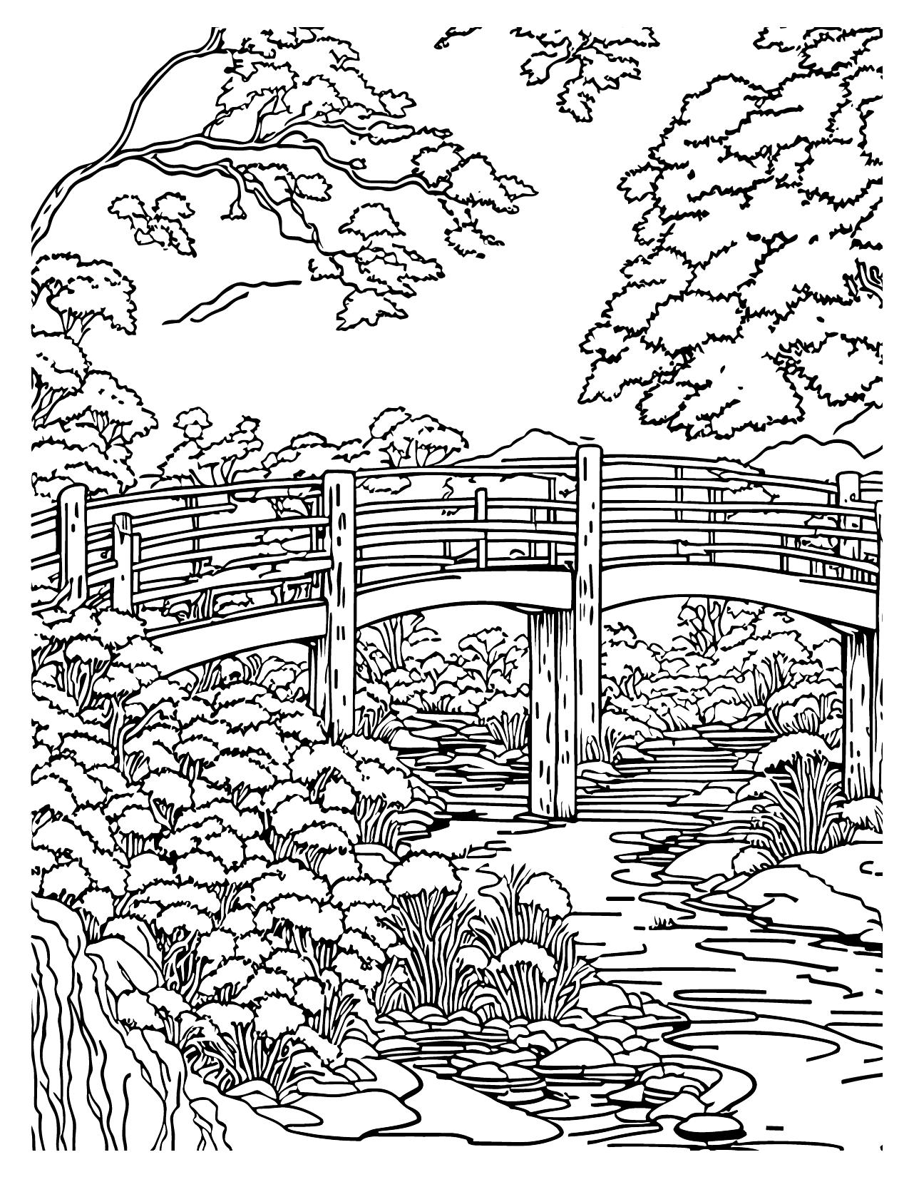 "Tranquil Riverscape Coloring Pages | Find Your Peaceful Palette"