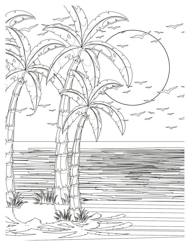 Serene Sunrise Coloring Pages: Relaxing Morning Scenes