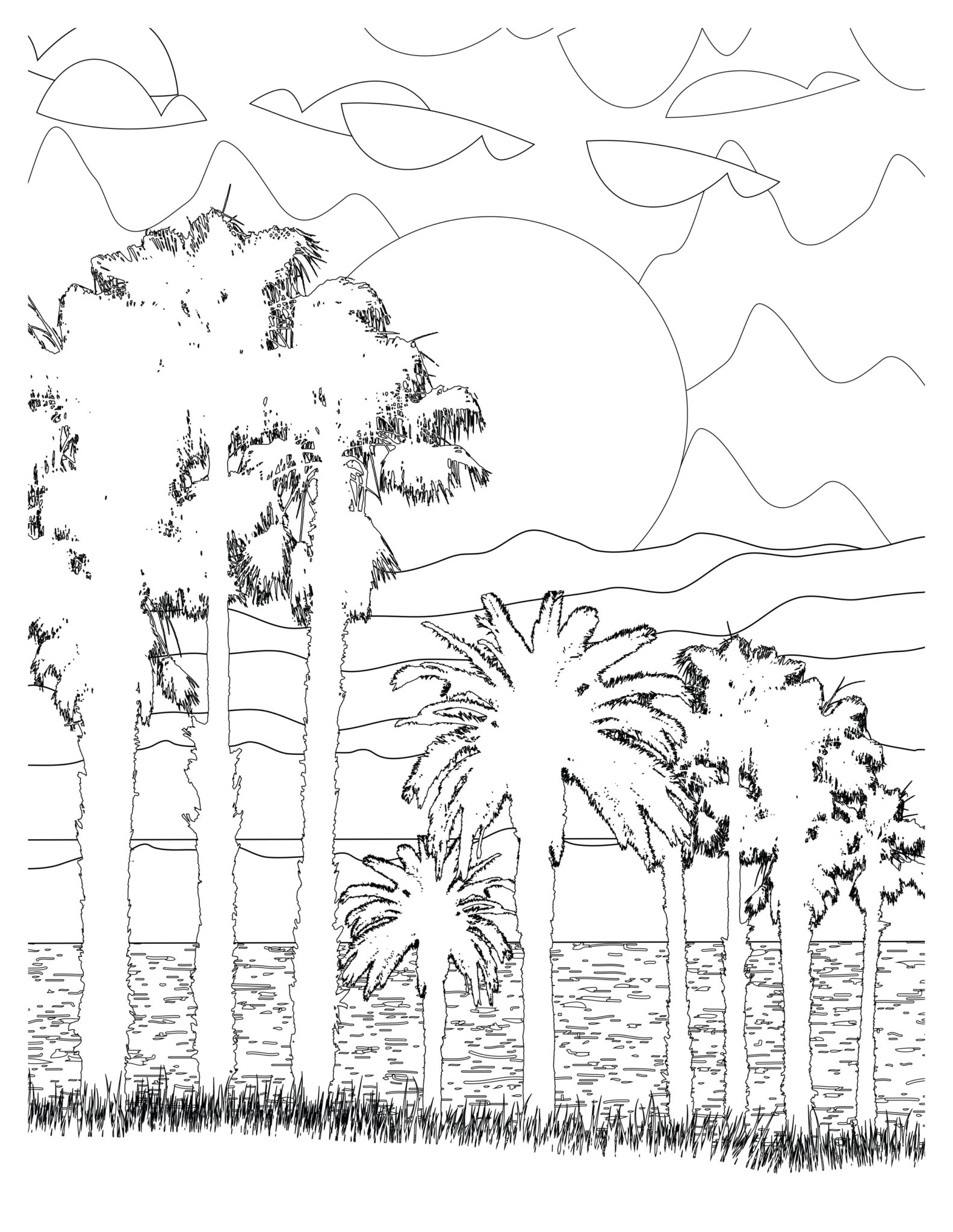 Serene Sunrise Coloring Pages: Relaxing Morning Scenes