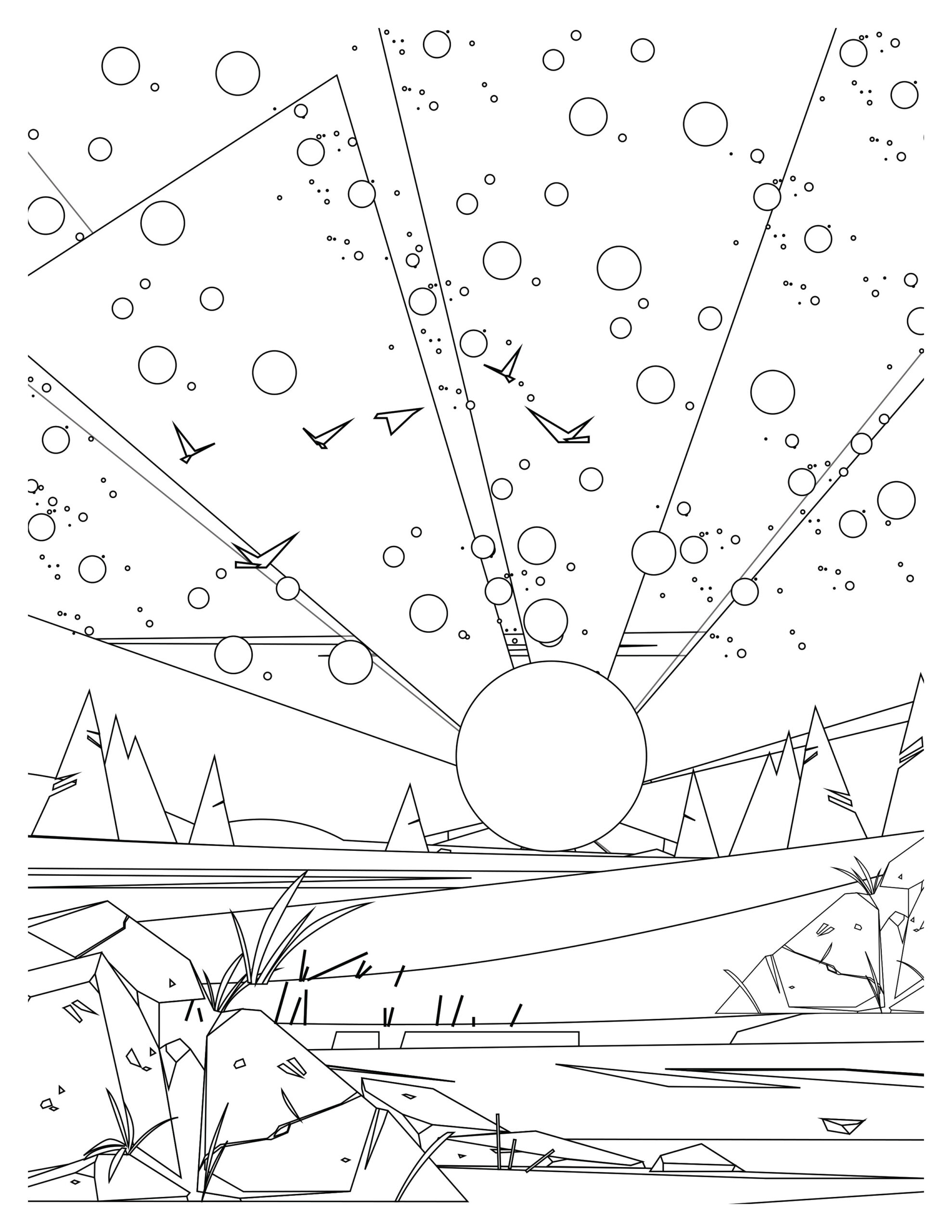 Serene Sunrise Coloring Pages: Relaxing Morning Scenes
