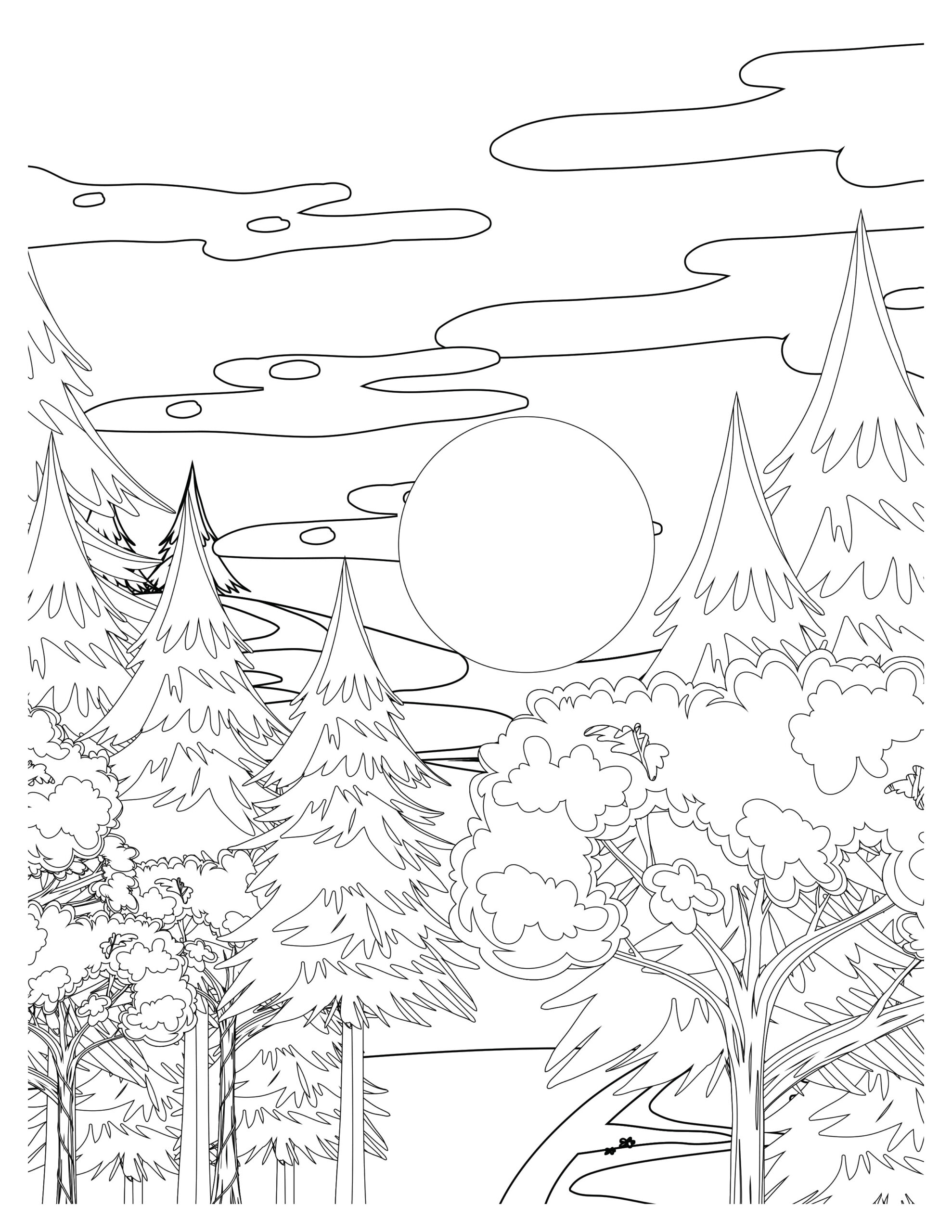 Serene Sunrise Coloring Pages: Relaxing Morning Scenes