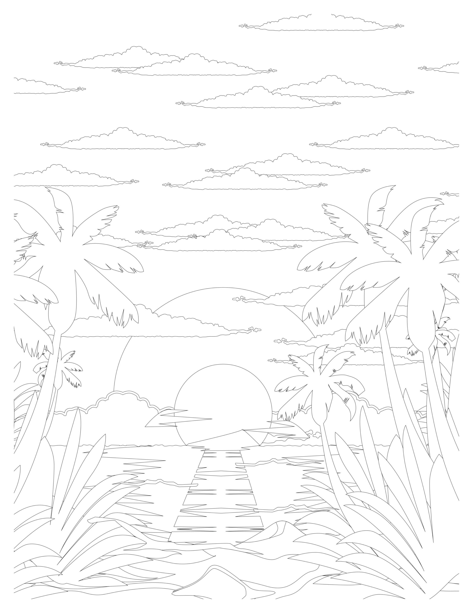 Serene Sunrise Coloring Pages: Relaxing Morning Scenes
