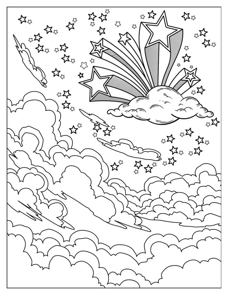Celestial Skies Coloring Pages: Printable Heavenly Designs