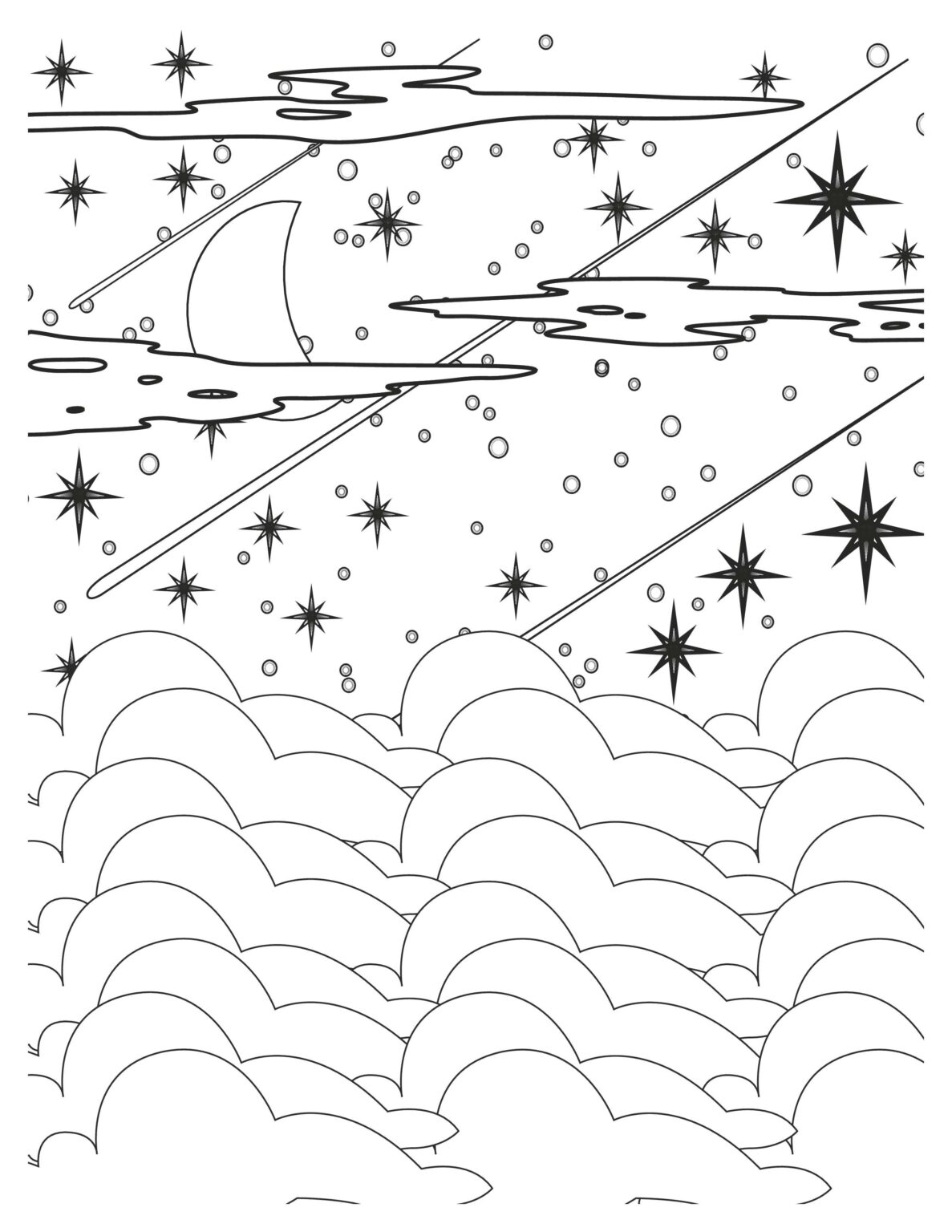 Celestial Skies Coloring Pages: Printable Heavenly Designs