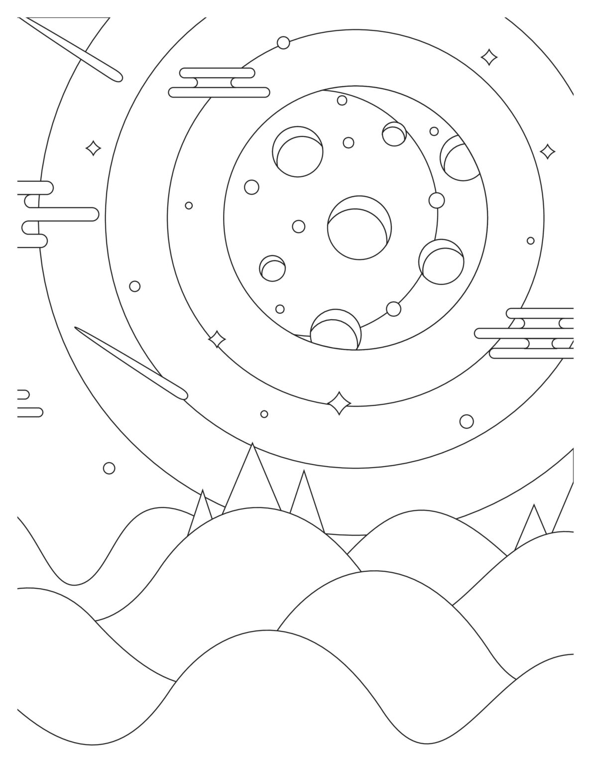 Celestial Skies Coloring Pages: Printable Heavenly Designs