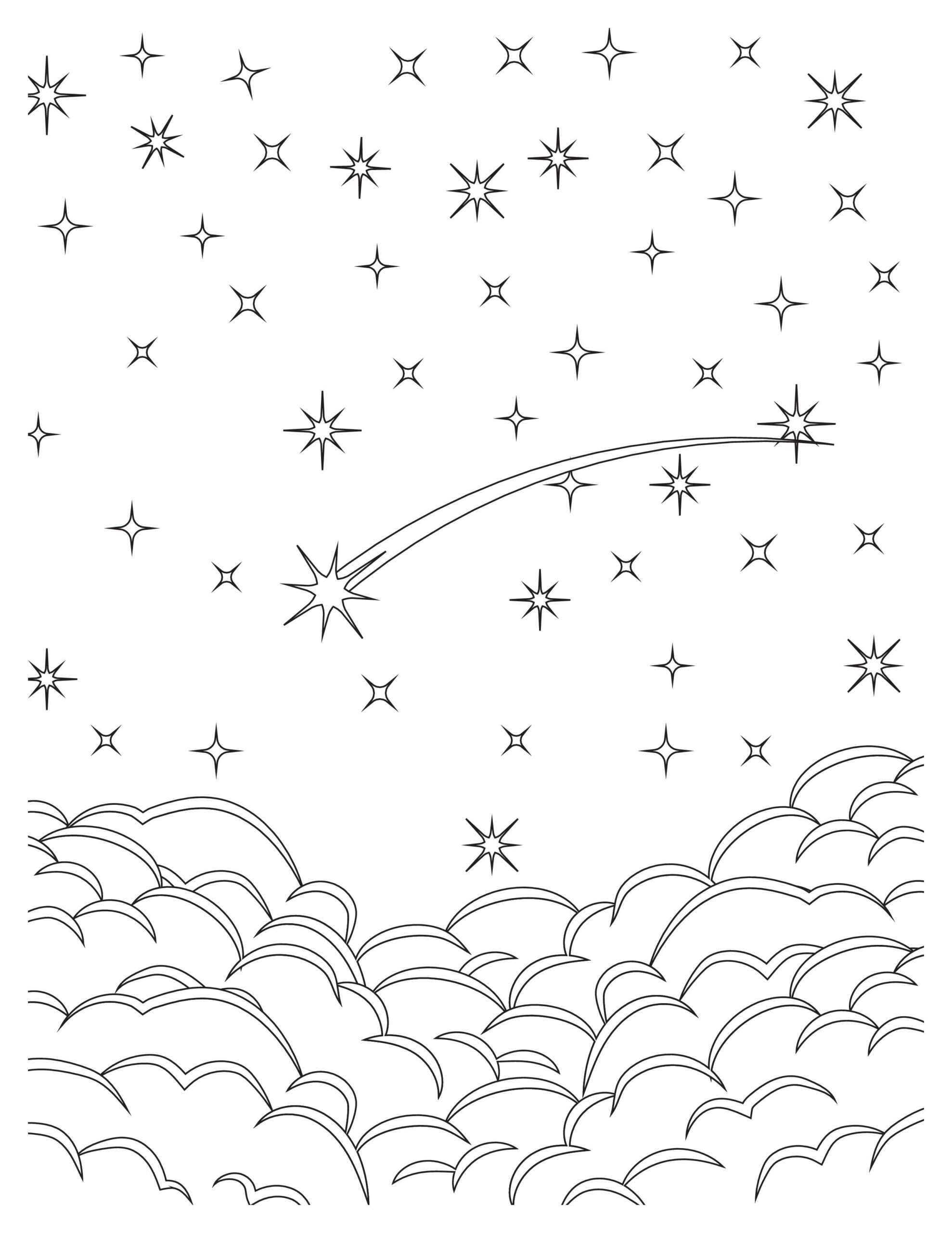 Celestial Skies Coloring Pages: Printable Heavenly Designs
