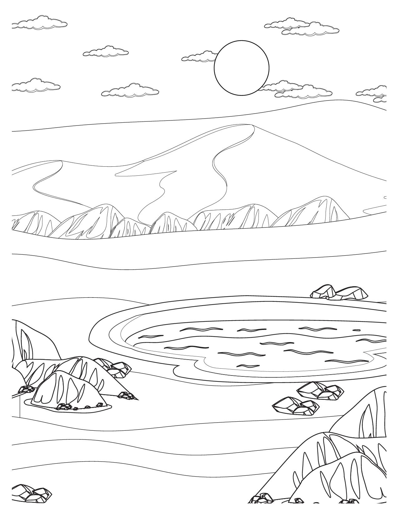 "Desert Landscape Coloring Pages | Dive into Arid Beauty!"