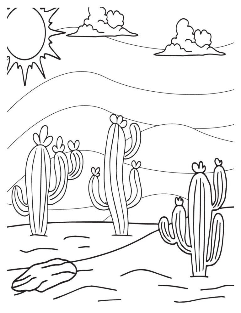 "Desert Landscape Coloring Pages | Dive into Arid Beauty!"