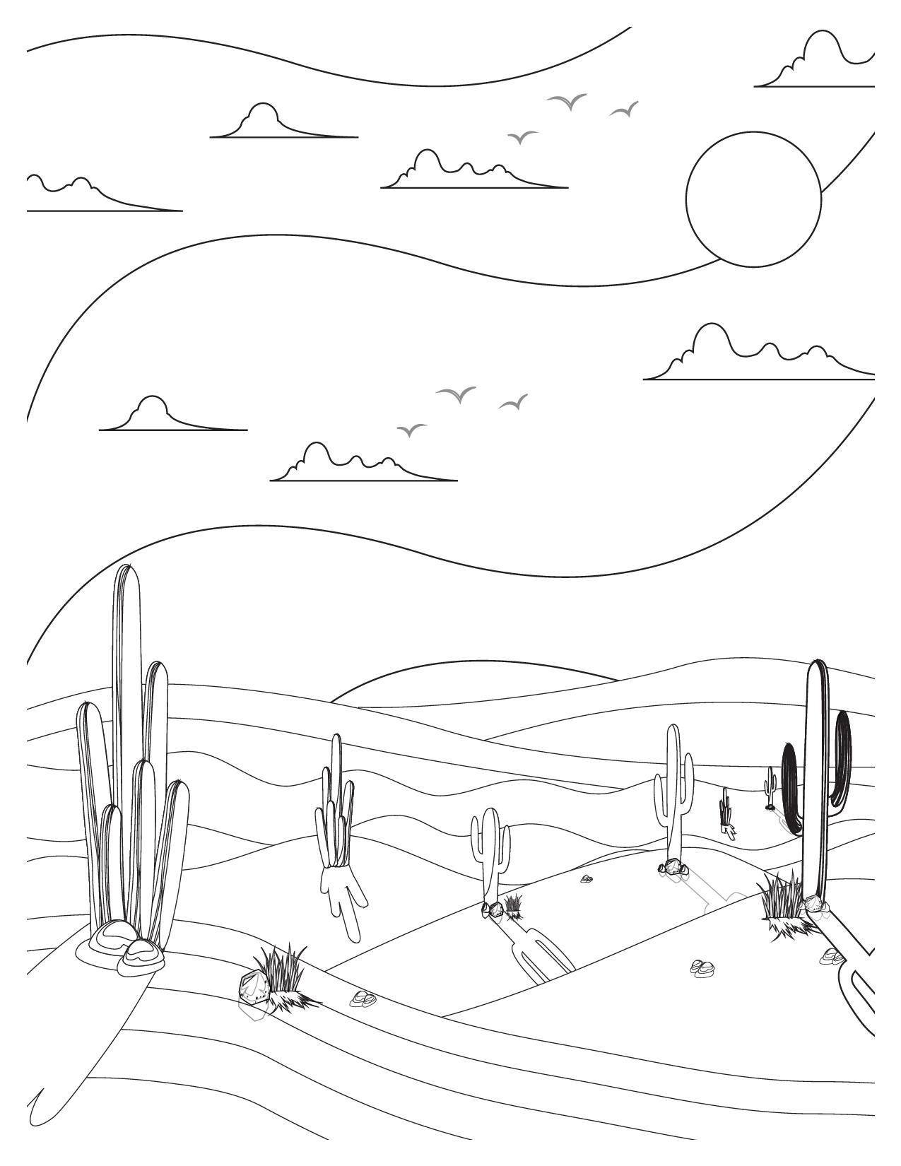 "Desert Landscape Coloring Pages | Dive into Arid Beauty!"