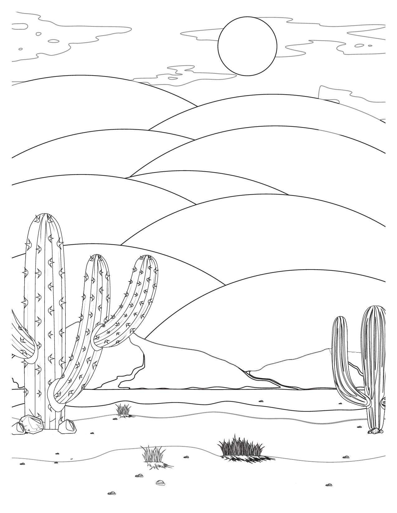 "Desert Landscape Coloring Pages | Dive into Arid Beauty!"