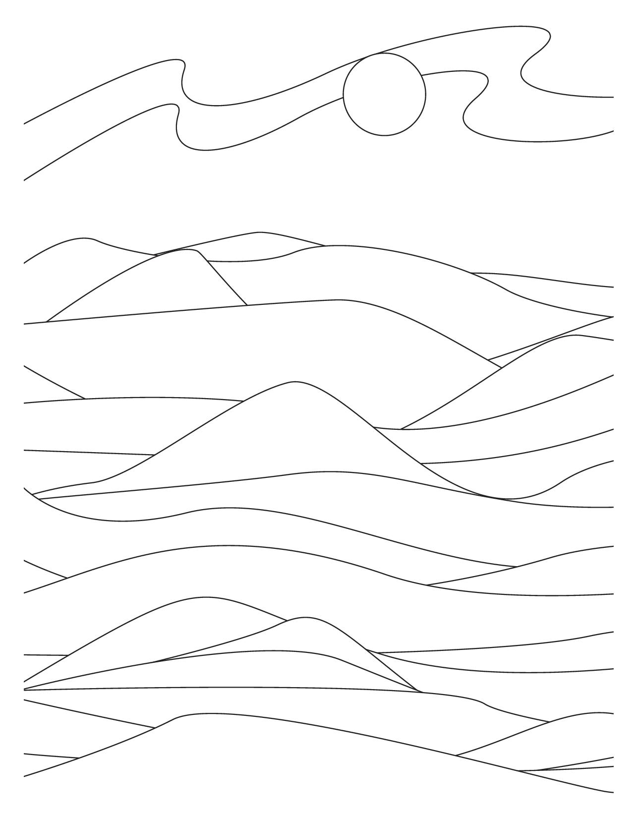 "Desert Landscape Coloring Pages | Dive into Arid Beauty!"