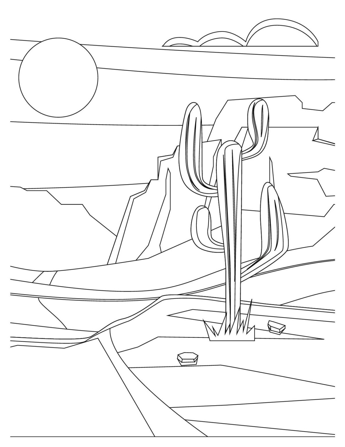 "Desert Landscape Coloring Pages | Dive into Arid Beauty!"