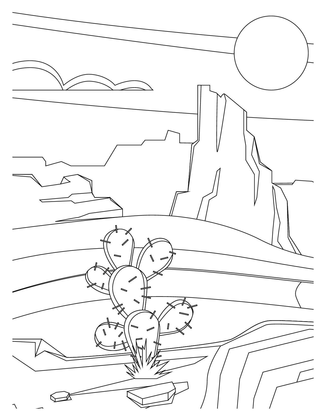 "Desert Landscape Coloring Pages | Dive into Arid Beauty!"