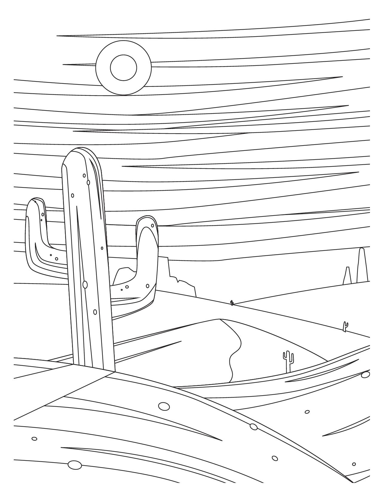 "Desert Landscape Coloring Pages | Dive into Arid Beauty!"