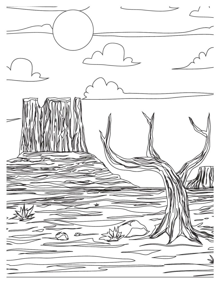 "Desert Landscape Coloring Pages | Dive into Arid Beauty!"