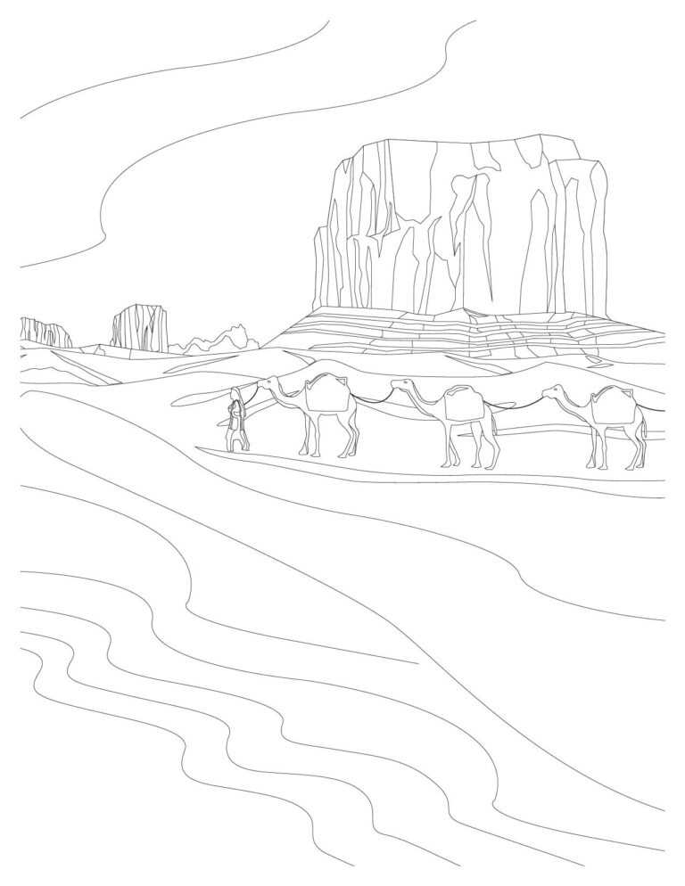 "Desert Landscape Coloring Pages | Dive into Arid Beauty!"