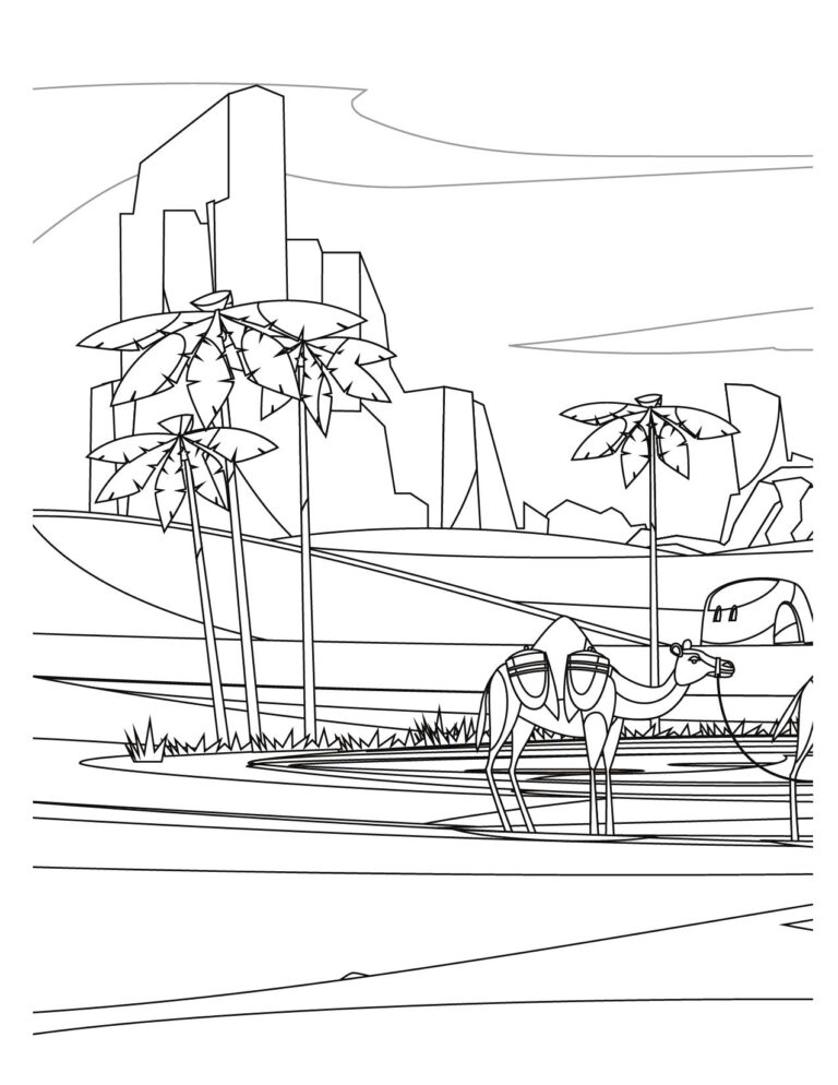 "Desert Landscape Coloring Pages | Dive into Arid Beauty!"