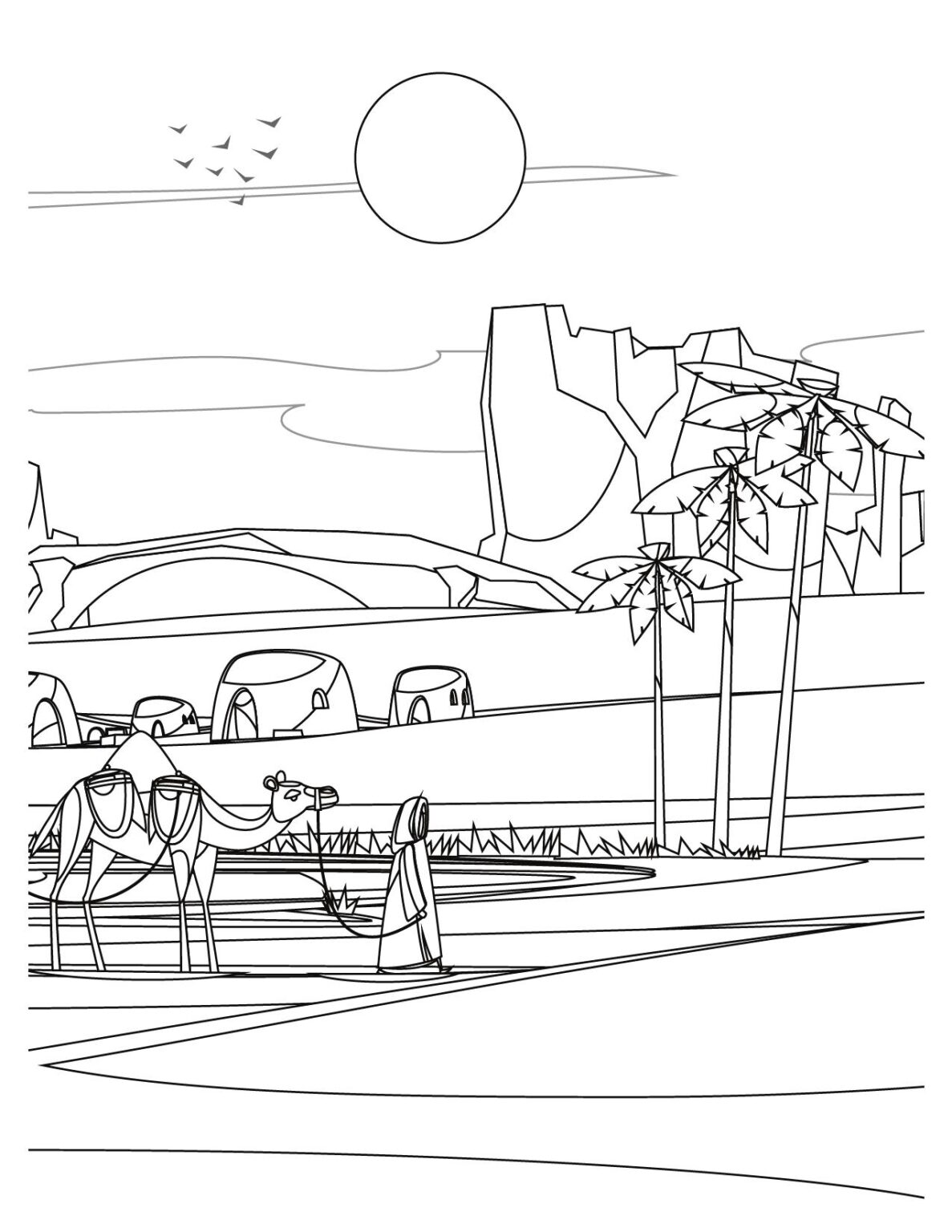 "Desert Landscape Coloring Pages | Dive into Arid Beauty!"