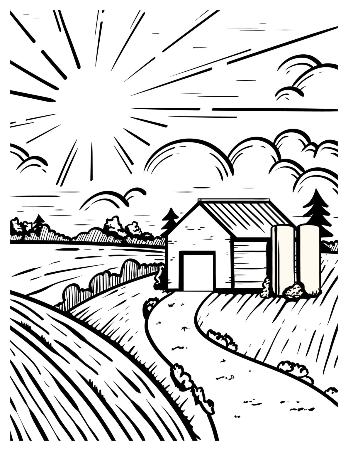 Countryside Coloring Pages: Rural Retreats For Relaxation