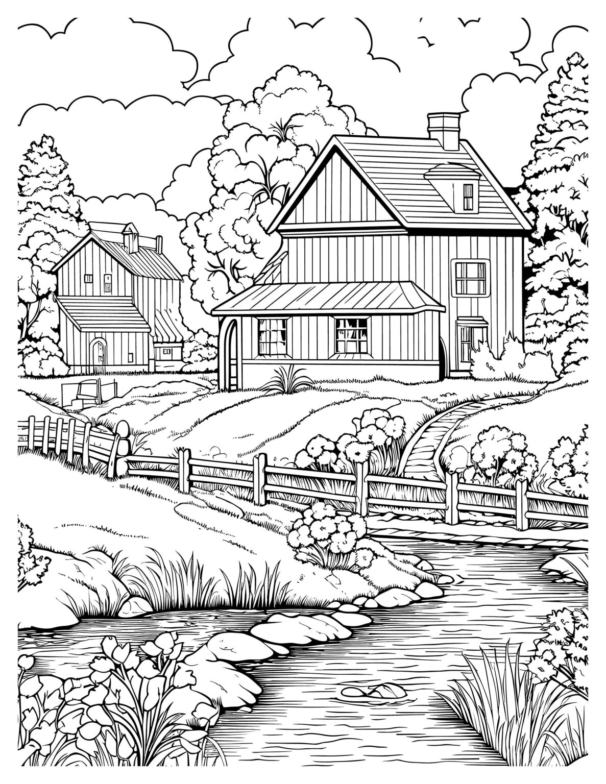 Countryside Coloring Pages: Rural Retreats For Relaxation