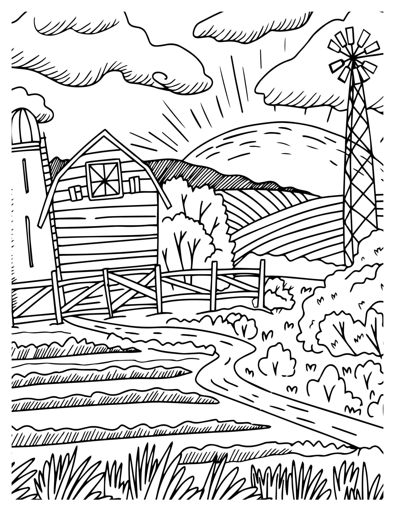 Countryside Coloring Pages: Rural Retreats For Relaxation