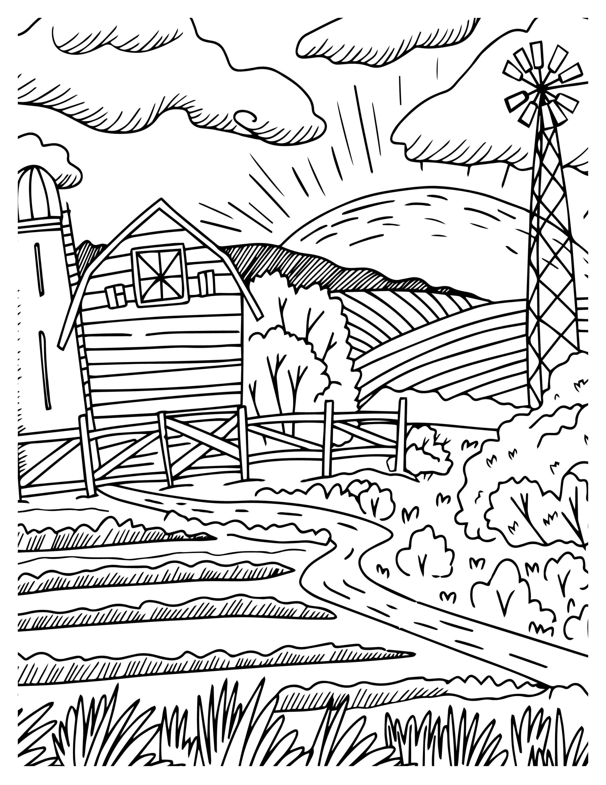Countryside Coloring Pages: Rural Retreats For Relaxation