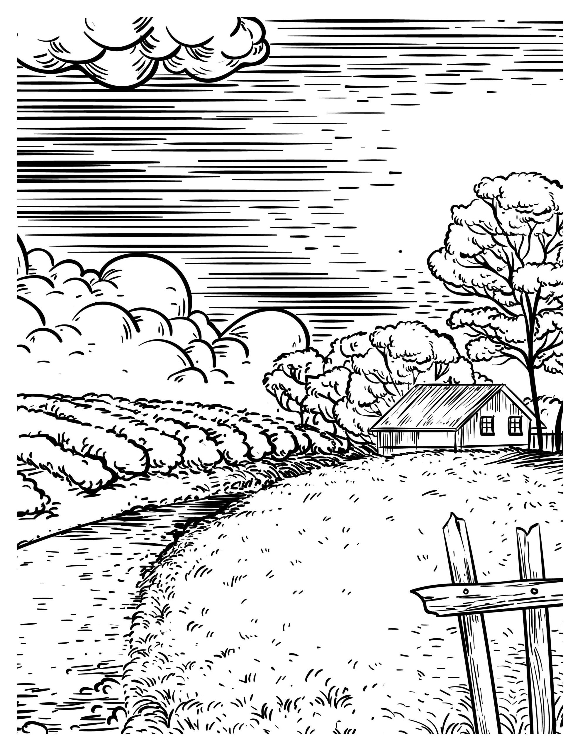 Countryside Coloring Pages: Rural Retreats For Relaxation