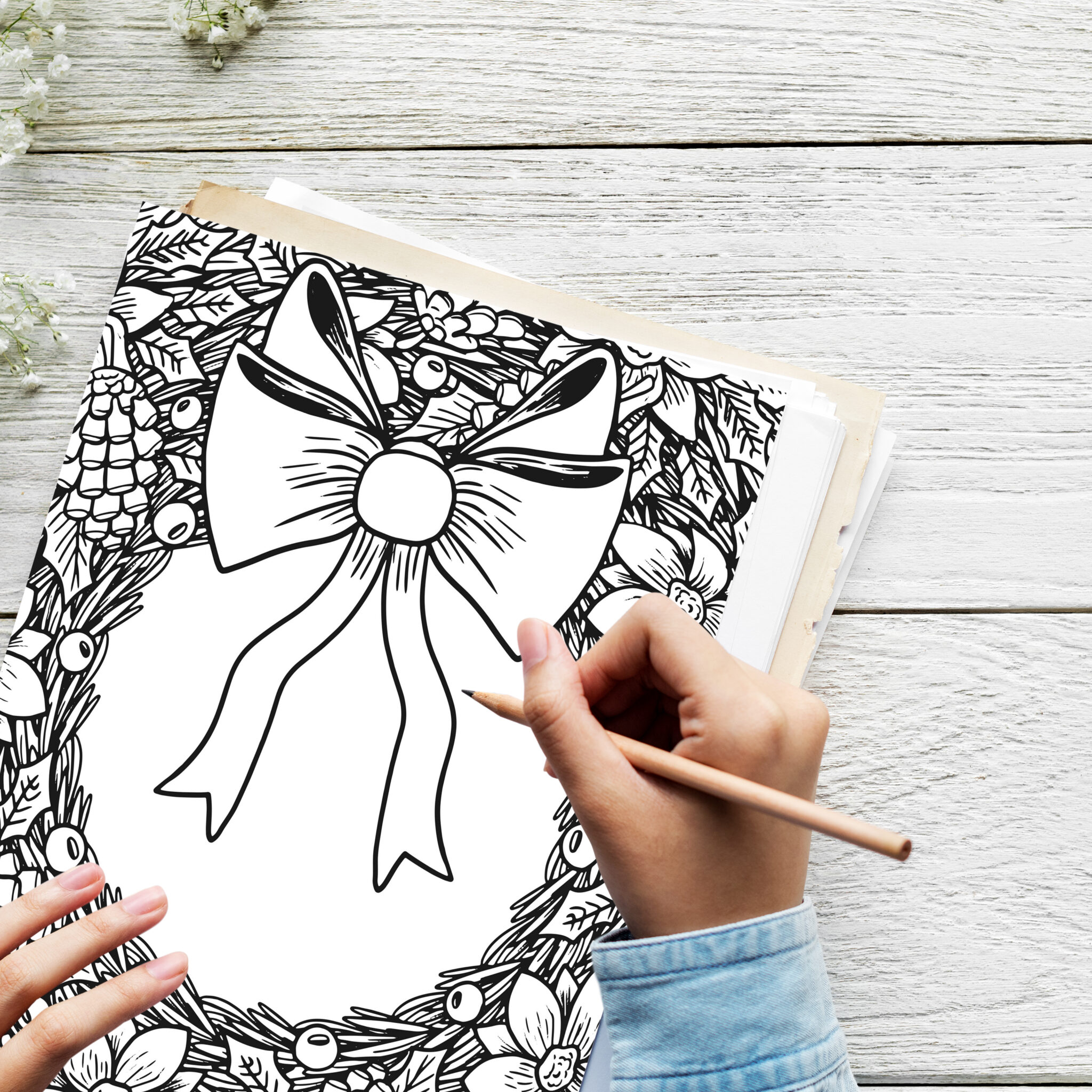 Holiday Wreath Coloring Pages | Get Creative Now!