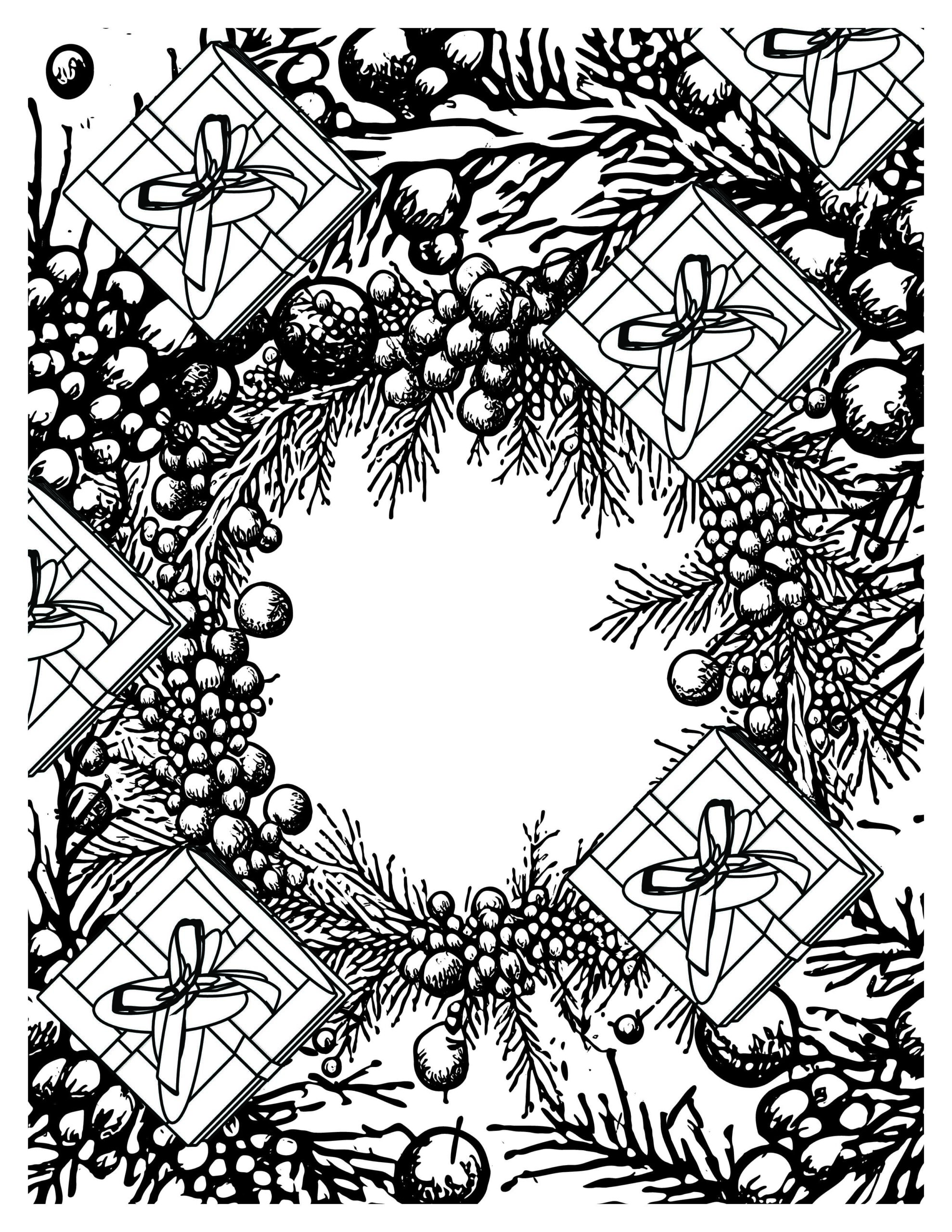 Holiday Wreath Coloring Pages | Get Creative Now!